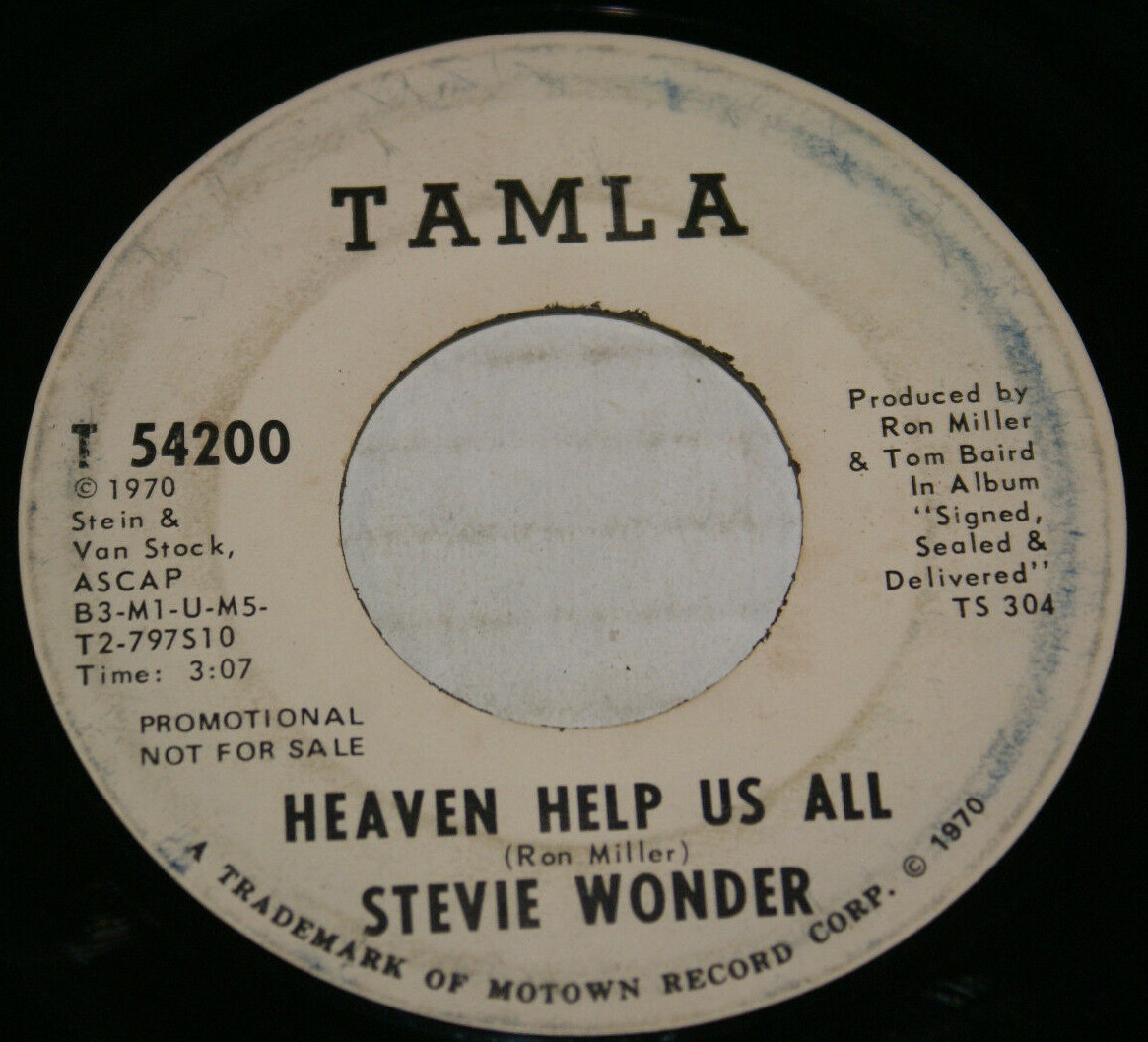Stevie Wonder Heaven Help Us All 7" Promotional Single Vg To Vg+ 1970 ...