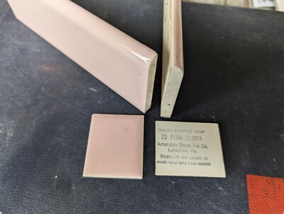 2 pcs Ceramic Tile #23 Pink Blush New S4269 2x6 Thinset Bullnose ...