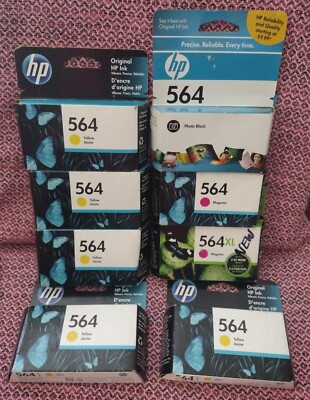 Lot Of 8 Genuine HP 564 Printer Ink Cartridges Black Yellow Magenta ...