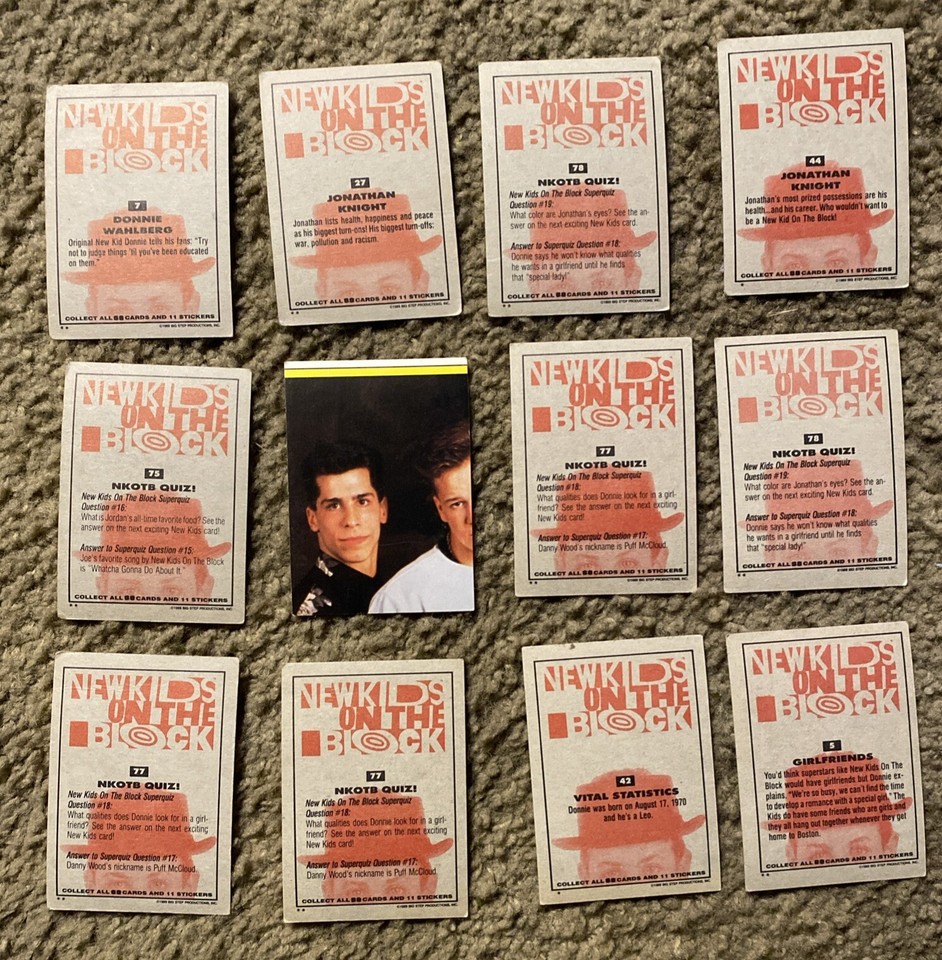 NEW KIDS ON THE BLOCK LOT OF 12 Trading Cards 1989 NKOTB Big Step ...