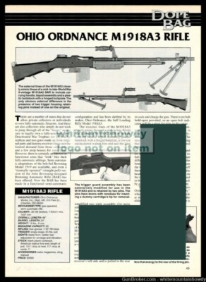 1997 OHIO ORDNANCE M1918A3 Rifle 3-page Evaluation Article | eBay
