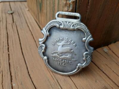 JOHN DEERE MOLINE ILL WATCH FOB RUNNING DEER SILVER ANTIQUE FINISH | eBay
