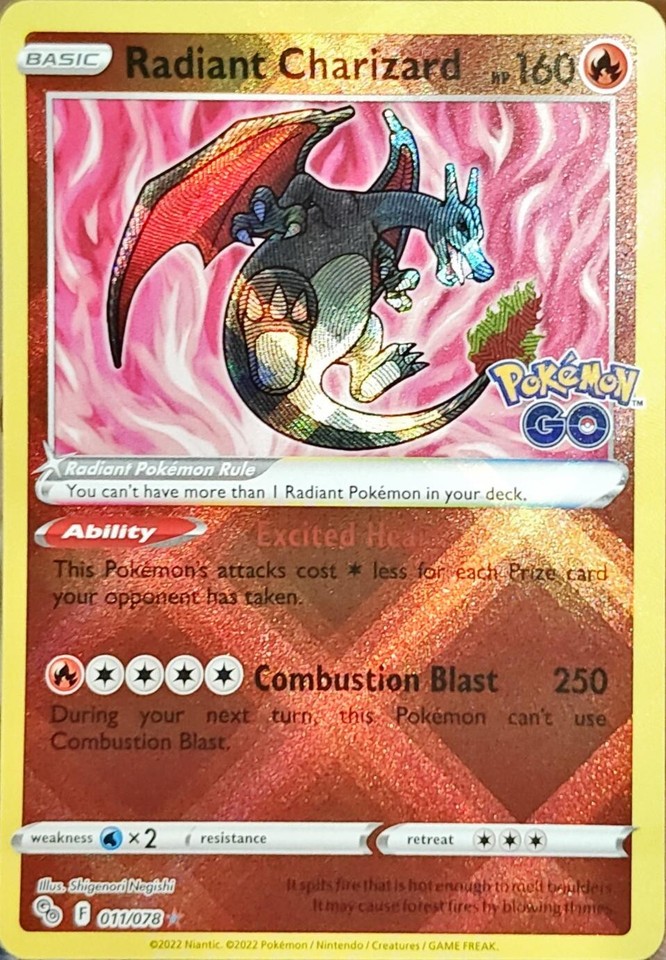 Pokémon TCG - Radiant Charizard Pokemon GO 011/078 Radiant Rare | eBay