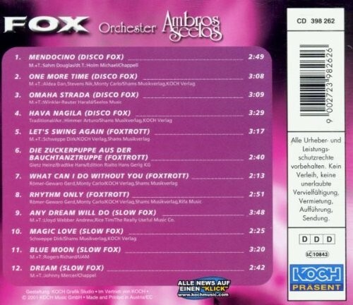 Orchester Ambros Seelos - Tanz Mal Wieder Fox KOCH RECORDS CD 2001 RAR ...