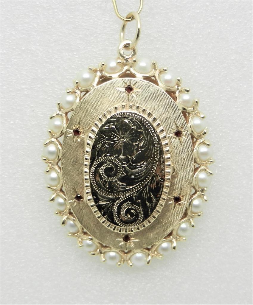 Vintage Solid 14K Yellow Gold Large Pearl Locket Pendant - Rare Find ...