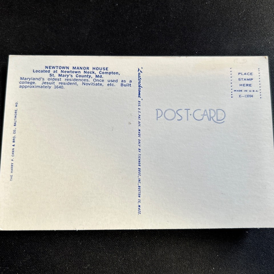 Vintage Postcard Newtown Manor House Newtown Neck Compton Maryland | eBay