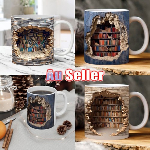 3D A Library Shelf Cup Creative Book Lovers Coffee Mug Gift 3D ...