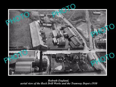 OLD LARGE HISTORIC PHOTO OF REDRUTH ENGLAND RD WORKS & TRAMWAY DEPOT ...