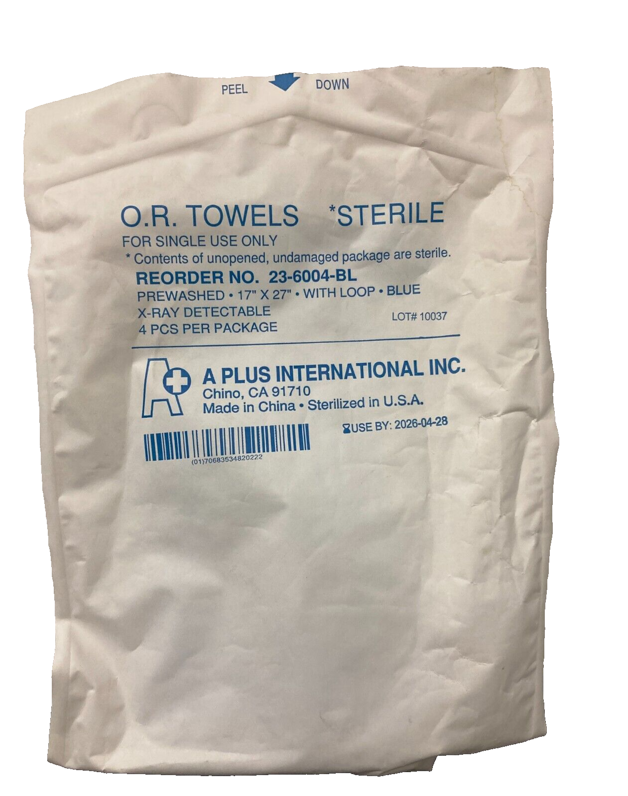 O.R TOWELS operating Room, Sterile, Disposable, Pre-Washed, Blue, 17" x ...