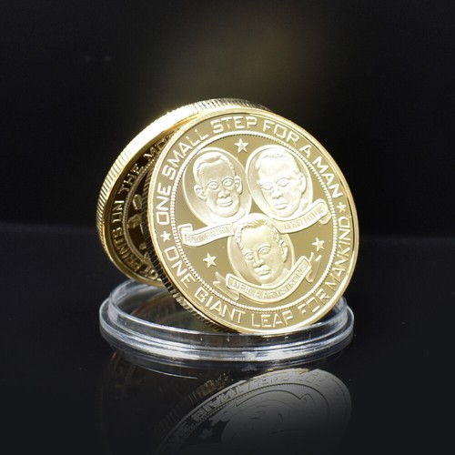 Project Apollo 11 Astronaut Golden Coin Man's First Landing on The Moon ...