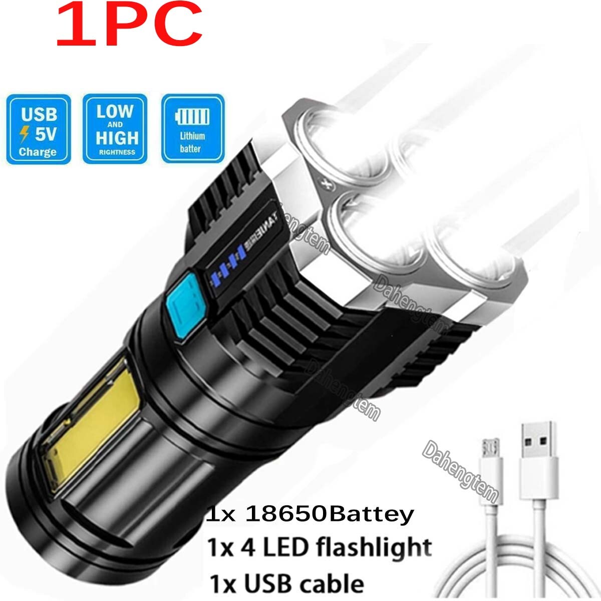 Brightest Led Torch Battery Flashlight Rechargeable Waterproof ...