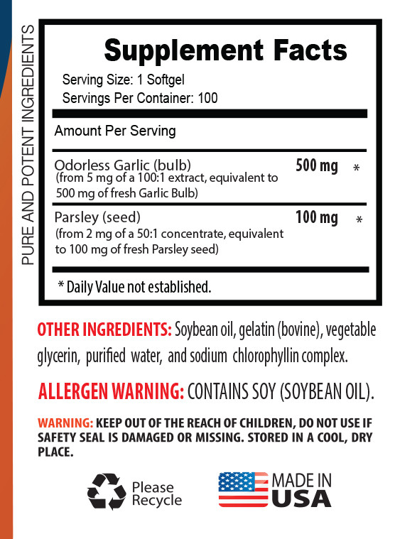 regulate sodium levels - Odorless Garlic & Parsley 600mg 3B - fight ...