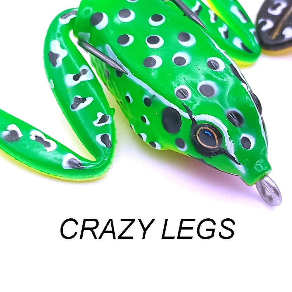 3 x CRAZY LEG Frog Fishing Lures Savage Pike Perch Trout Surface ...