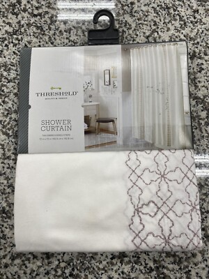 Threshold Quality & Design Light Plum EMBROIDERED STRIPE Shower Curtain ...