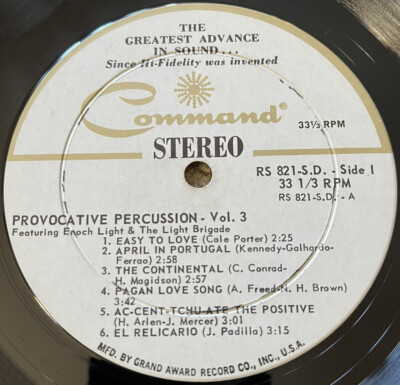 ENOCH LIGHT - Provocative Percussion - LP 1961 Command RS821 * RECORD ...