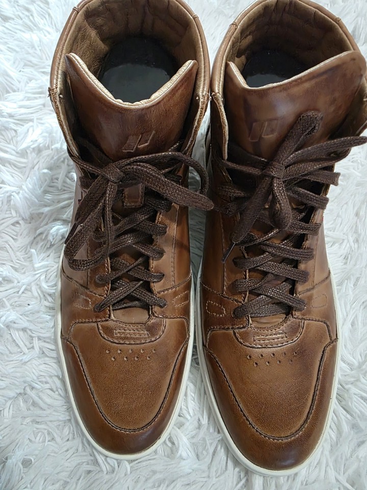 Piloti Apex Driving Shoes Men's Sz 9.5 Cognac Leather Motorsport Hi-Top Sneaker | eBay