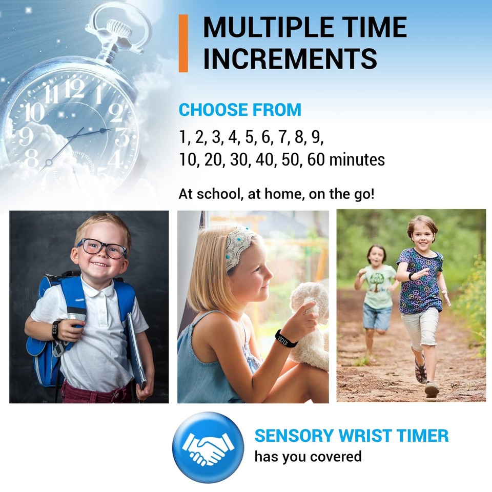 Sensory Wrist Timer for Kids, Teachers, Students - Silent Alarm, Class ...