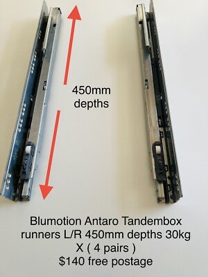 BLUM Tandembox Antaro Blumotion 30kg 450mm Depths Runners L and R X ( 4 ...