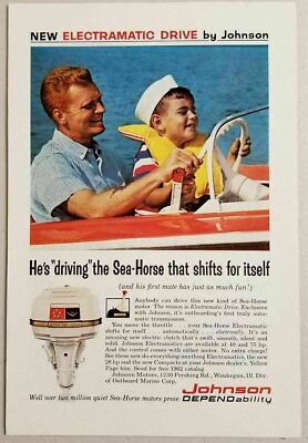 1962 Print Ad Johnson Sea-Horse Outboard Motors Electramatic Drive | eBay