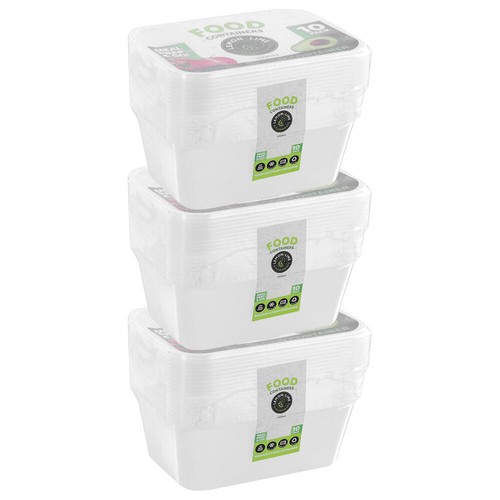 3x 10PK Lemon & Lime Clear Reusable 1.5L Food Storage Container ...