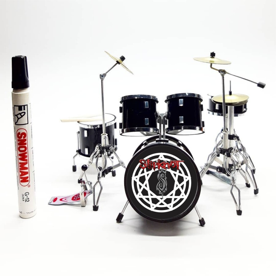 Miniature Drum Kit Full Black Rock Instrument Band Musical Display 1/12 ...