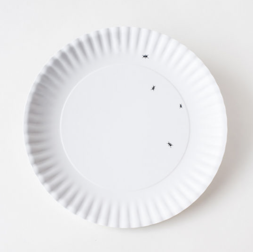 MELAMINE WHITE "PAPER PLATES" with ANTS 6", 7.5", 9", 11", 16" Washable ...