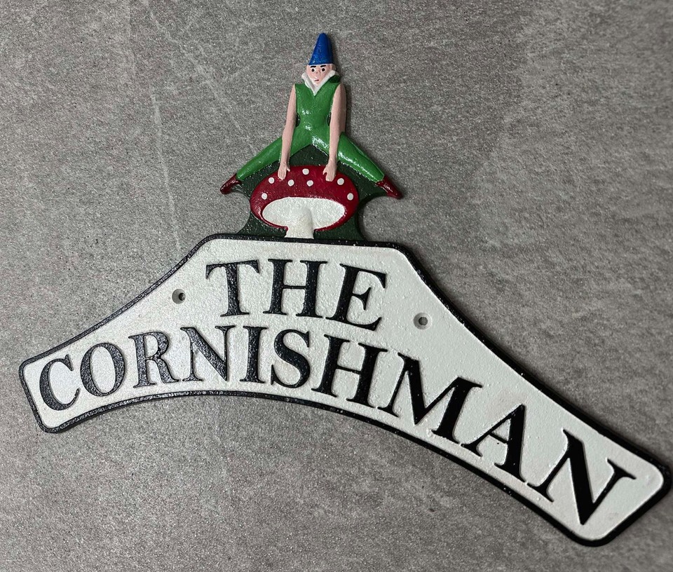 CORNISHMAN RAILWAY SIGN Cast Iron Repro Steam Locomotive Headboard 39cm ...