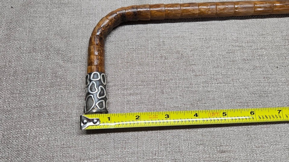 VINTAGE ANTIQUE SCALED OR LAYERED WITH STERLING TIP BAMBOO WALKING ...