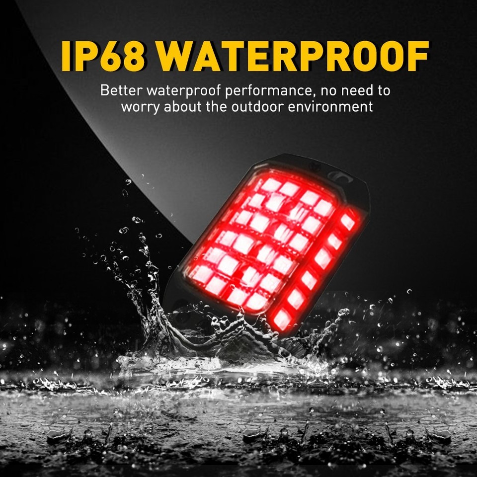 4-20X Red LED Rock Light Waterproof Underglow Underbody Lighting Kit ...