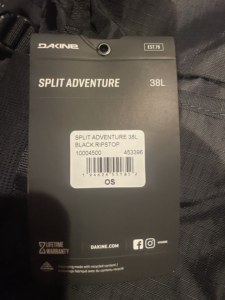 Dakine Split Adventure 38L Black Ripstop Backpack | eBay