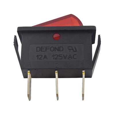 Rocker Switch A1 for DEFOND DRD-1112 Black 3Pin Red Lamp 15(3)A 250VAC ...