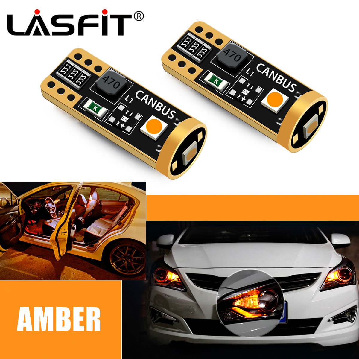 LASFIT T10 194 168 2825 W5W LED License Plate Lights Bulb White Red ...