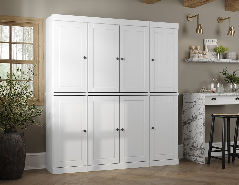 100% Solid Wood Modular China Pantry Buffet w glass/solid door by ...