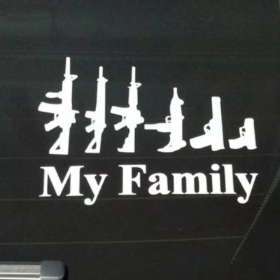 My Family guns car decal sticker bumper window tailgate -white | eBay