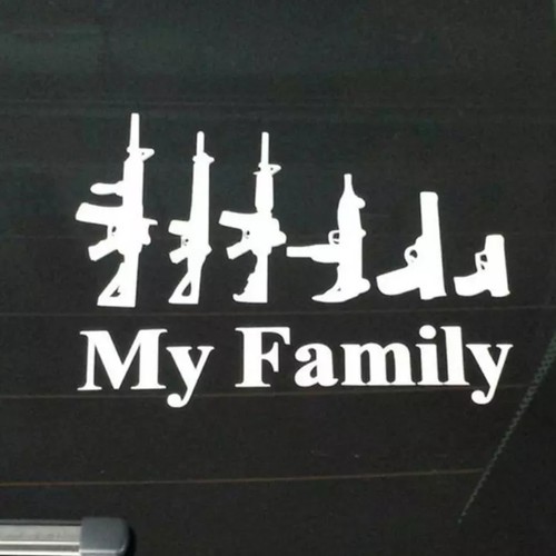 My Family guns car decal sticker bumper window tailgate -white | eBay