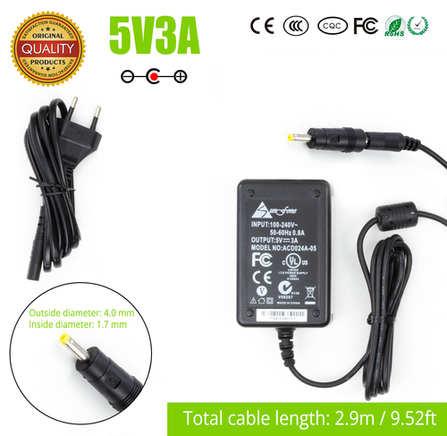 DC Power Supply Adapter Sony PSP 1000 2000 3000 4.0 x 1.7 mm 5V 3A Long ...