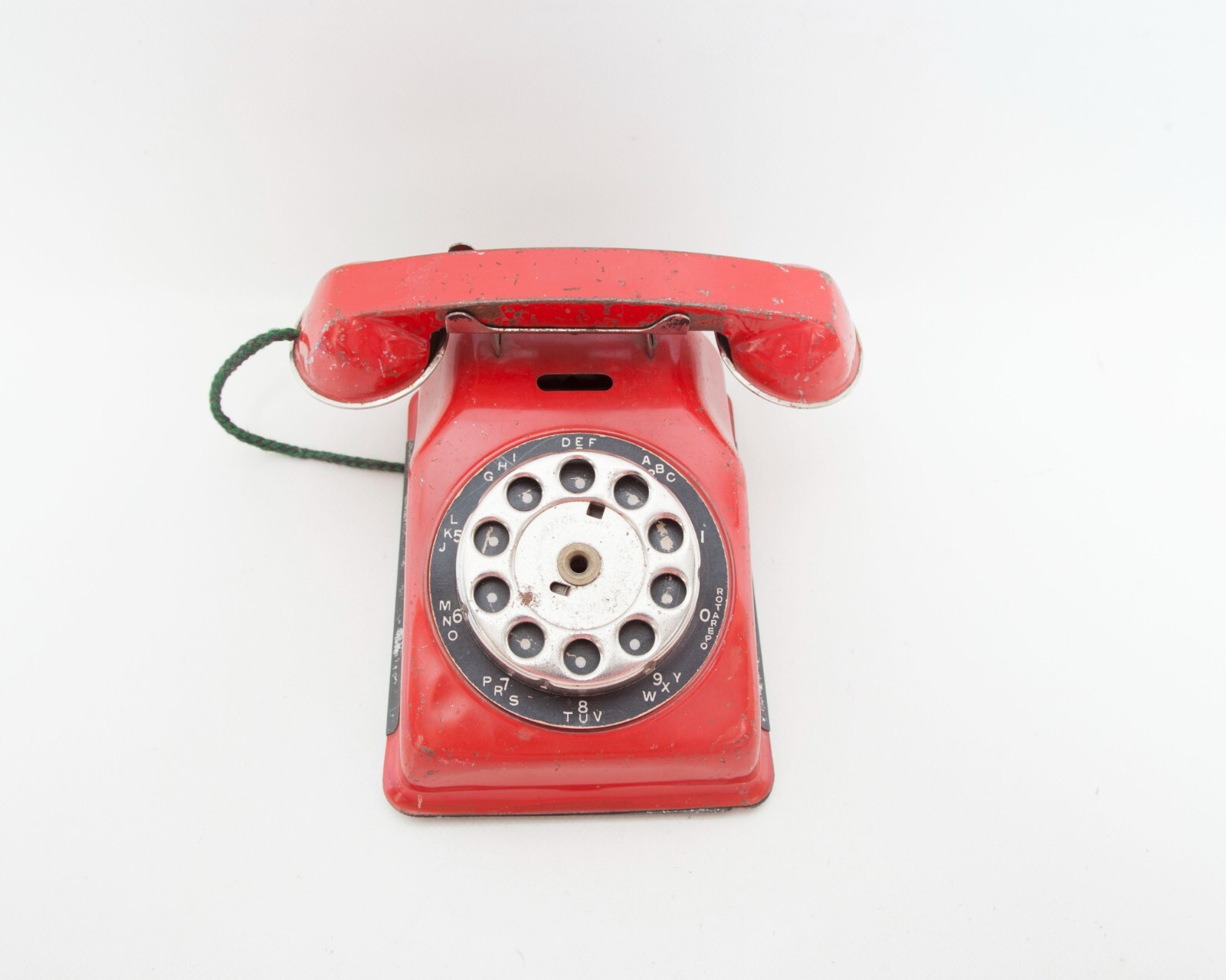 Vintage Tin Toy Phone - N.N. Hill Brass Co - Red Childs Phone - Spin ...