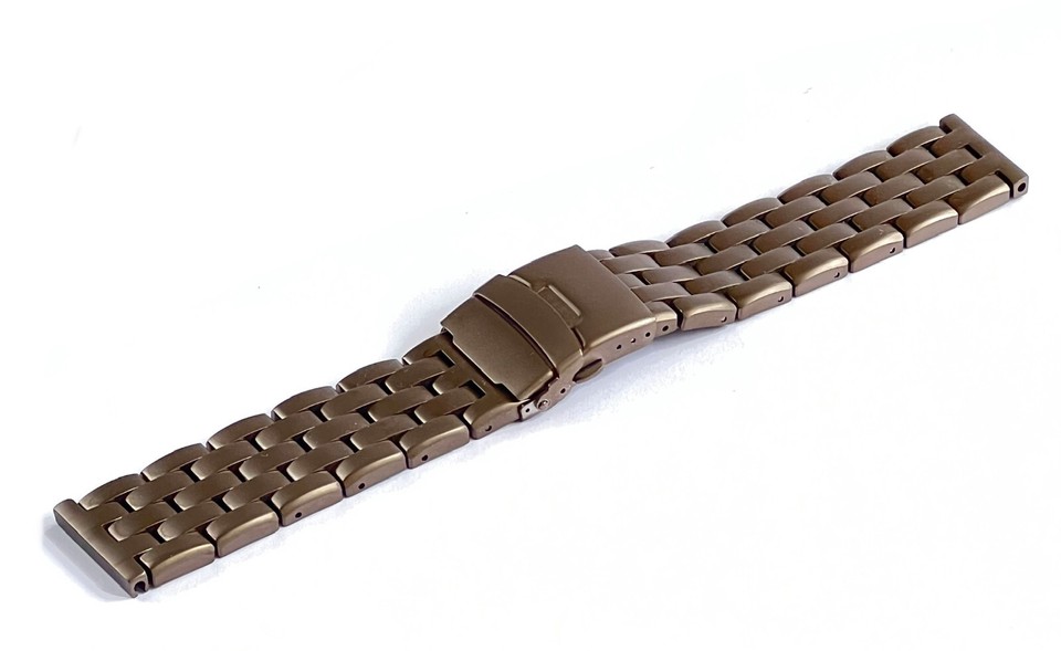 24mm HEAVY DARK Gray / Bronze color Coated Stainless Steel Watch Band ...