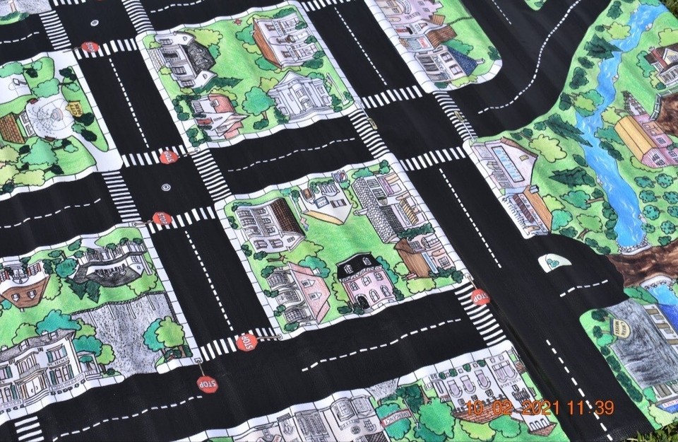 Vinyl Indoor/Outdoor 5.5 ft x 4 ft Town Scape Pretend Play - Children's ...