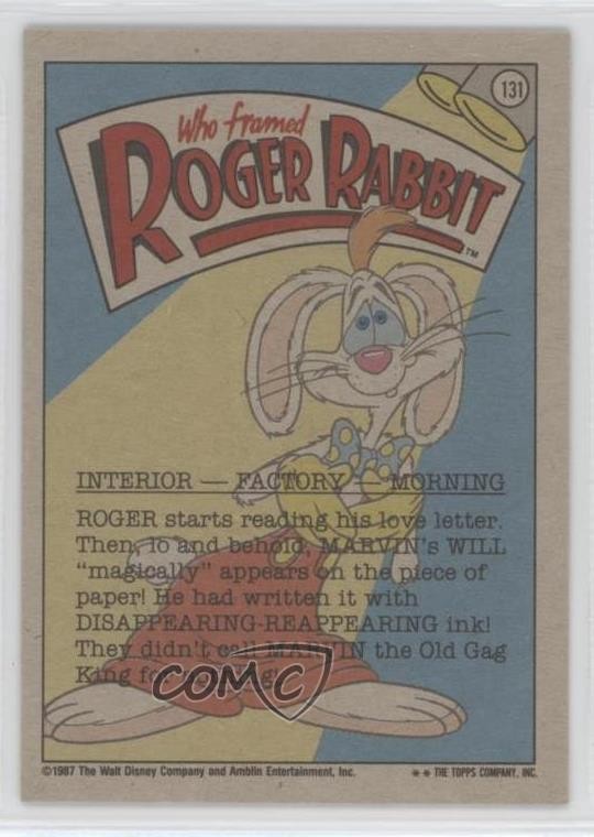 1987 Topps Who framed Roger Rabbit Love with the Proper Rabbit #131 ...