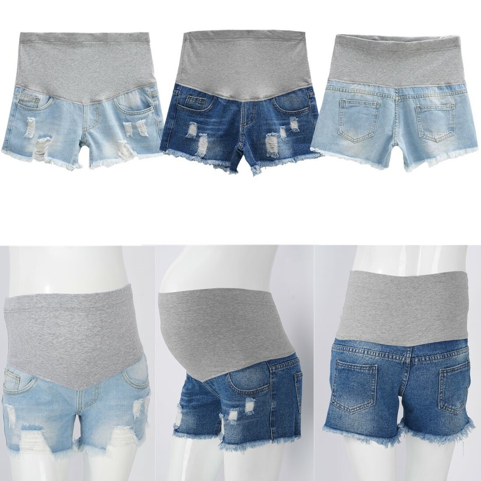 Maternity Distressed Denim Shorts Pregnant Women Jean Summer Casualwear ...