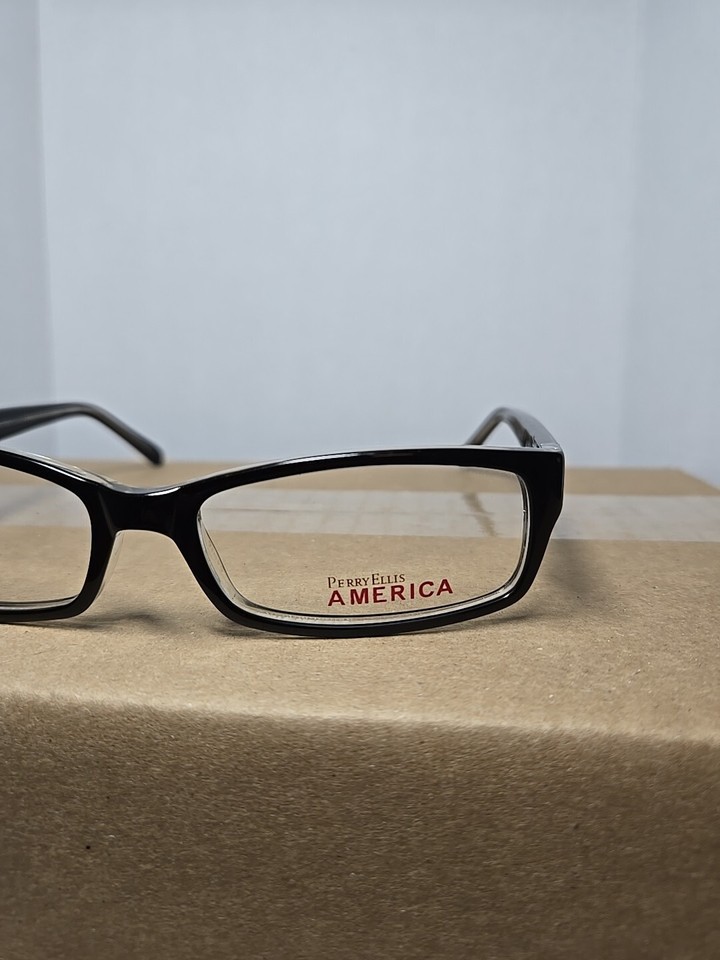 New Perry Ellis America Black Rectangle Frame Eyeglasses PEA 153A-2 54 ...