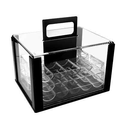 600ct Acrylic Poker Chip Case. Casino Poker Chips Carrier w/6 Chip Rack ...