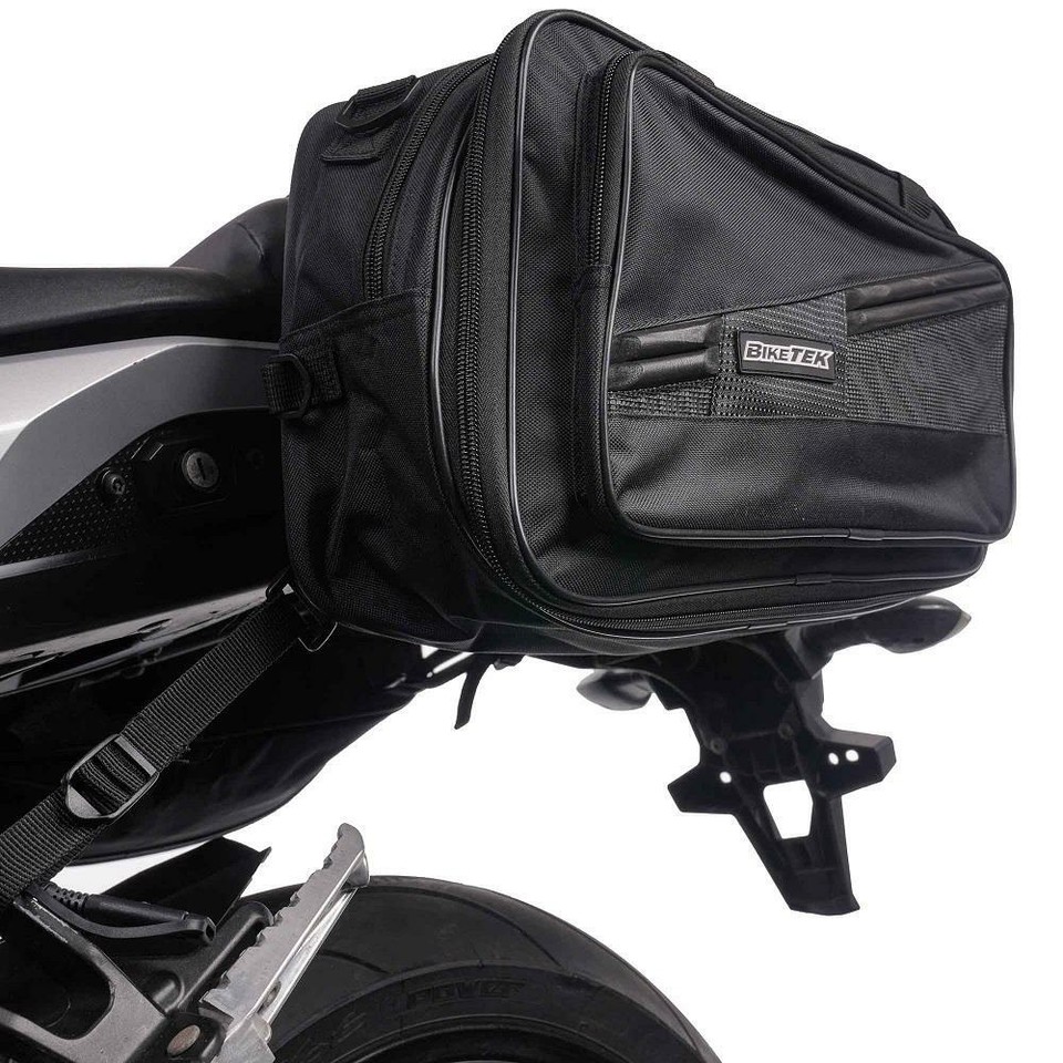 BikeTek Diablo Expandable Motorcycle Panniers 42L Motorbike Saddle Bags ...