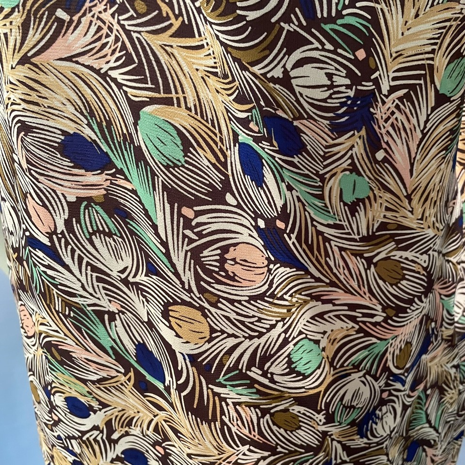 Anthropologie Judith March Brown Feather Pattern Slip dress Sundress Sz ...