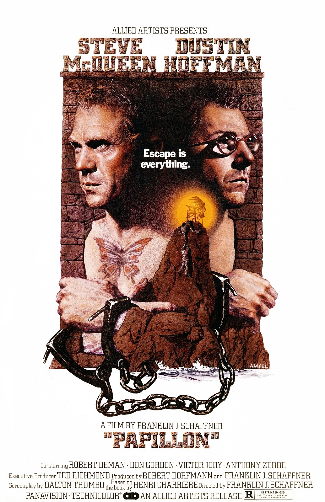 Papillon movie poster (a) - Steve McQueen, Dustin Hoffman - 11 x 17 ...
