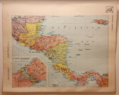 Vintage CENTRAL AMERICA Atlas Map 1965 MSM Rand McNally Cosmopolitan ...