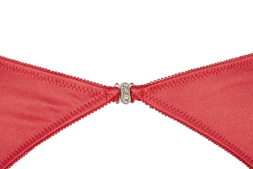 Shelf Bra Lingerie 3 Piece Red Set With Suspender Belt - FREE STOCKINGS ...