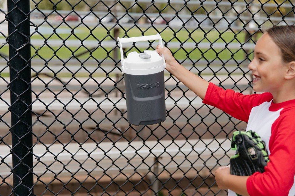 Gray Half Gallon Sports Drink Plastic Jug with Hooks for Gym and ...