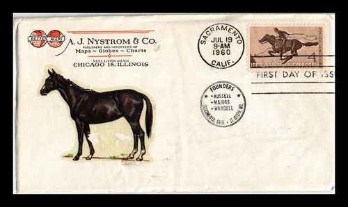US COVER PONY EXPRESS CENTENNIAL FDC SCOTT 1154 ILLUSTRATED ADVERTISING ...